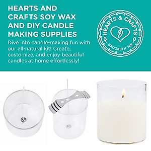 Hearts & Crafts Natural Soy Candle Wax and Candle Making Wax Supplies - 10 lbs Soy Wax for Candle Making - 100 6-Inch Pre-Waxed Candle Wicks - 2 Metal Centering Devices - 10 Pounds Soy Wax Flakes