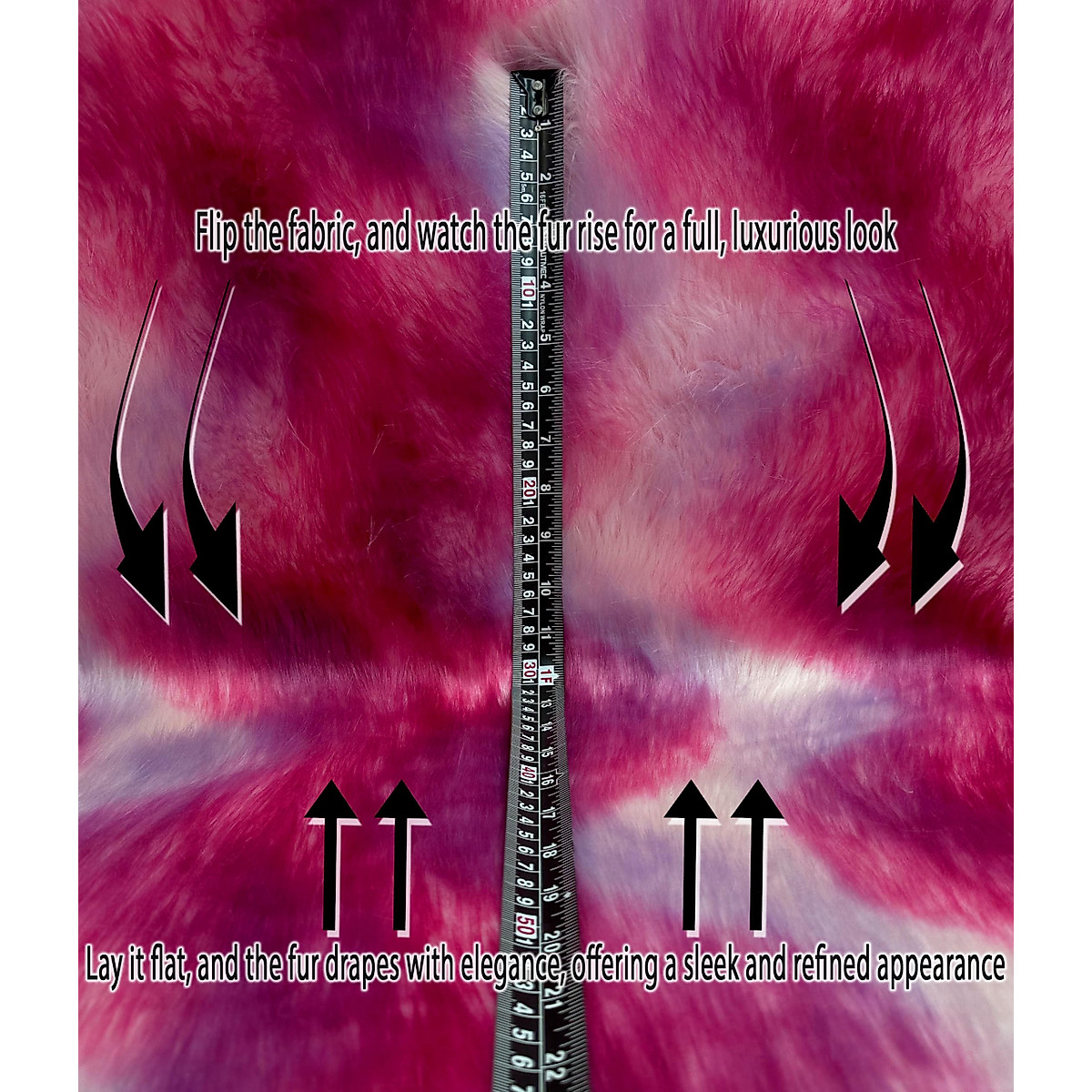 Faux Fur Fabric Shaggy 1.5inch Long Soft Plush (Rainbow Pink Wave) 58" Wide Sold by The Continuous Yard - DIY Projects, Craft Supply, Costume, Decoration, Upholstery, Fur Suits, Furry Paws and Tails