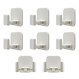 Modixun 8pcs Double Wall Hooks, Openable and Closeable, Self-Adhesive Double Prong Hooks, Double Robe Towel Hooks, Dual Hooks for Coat, Bag, Hat, Scarf, Jacket, Key, White