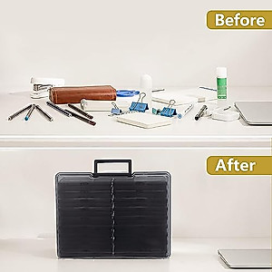 UP ARESI Photo Storage Box 5" x 7", 18 Inner Extra Large Photo Case Organizer Acid-Free Boxes Storage, Plastic Craft Storage Box with lids for Pictures Stickers Stamps Seeds (Black)