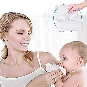 DOERDO 2 PCS Baby Wipe Dispenser Wet Wipe Holder with Lid Wipes Tissue Case Tissue Storage Box Keeps Baby Wipes Fresh and Safe(Black,White)