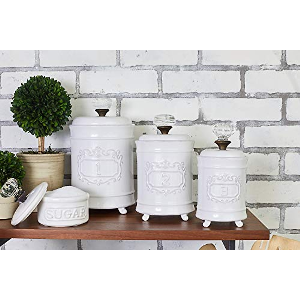 Mud Pie Kitchen Canister (Set of 3), White