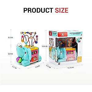 TOP BRIGHT Activity Cube Toys for 1 Year Old Girl, Toddlers Wooden 7 in 1 Activity Cube Center Playset with Bead Maze Shape Sorter