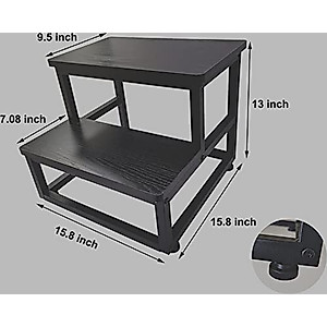 YAKANJ Step Stools for Adults Kids, Heavy Duty Sturdy Metal Frame Hold Up to 500 Lbs Capacity for Kitchen Bathroom Bedroon -Black