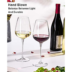 JBHO Hand Blown Italian Style Crystal Bordeaux Wine Glasses - Great Gift Packaging - Red Wine Glasses Lead-Free Premium Crystal Clear Glass - Set of 4-18 Ounce