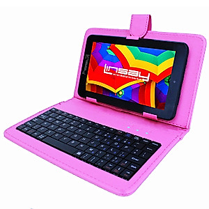 LINSAY 7" 2GB RAM 32GB Android 12 Tablet with Pink Keyboard