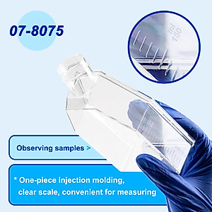 CryoKing Cell Culture Flasks, Sterile Plastic Tissue Culture Bottle with Filter Cap, 75cm² Culture Area, TC Treated, 25ml Working Volume, Pack of 5