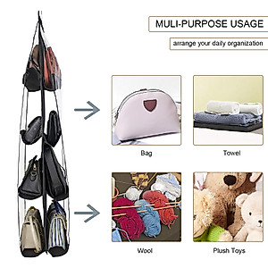 EsLuker.ly 2Pcs Hanging Purse Bag Organizers with 8 Large Easy Access Pockets, Premium Clear Handbag Storage Holder Space Saving Organizer System for Closet Wardrobe (Black)