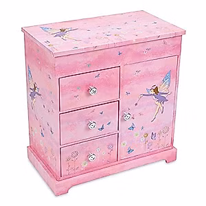 Jewelkeeper Musical Box with 3 Pullout Drawers, Fairy and Flowers Design, Dance of the Sugar Plum Fairy Tune