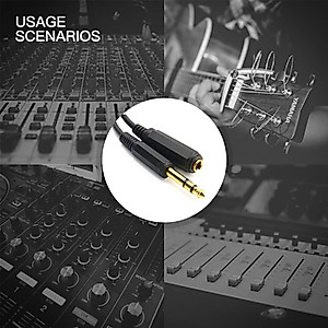 Devinal 1/4 Extension Cord, 1/4" Male to 1/4" Female Cable, 6.35mm Quarter inch Gold Plated Audio Cable Stereo Cord, 15 Feet 4.5Meters