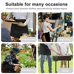 PLOYMONO Waist Apron with 3 Pockets, 3 Pack Polyester Half Server Apron for Women&Men, Half-length Short Apron Long Waist Strap for Restaurant Servers, Bartenders, Hosts (24”L x 12”W) Red