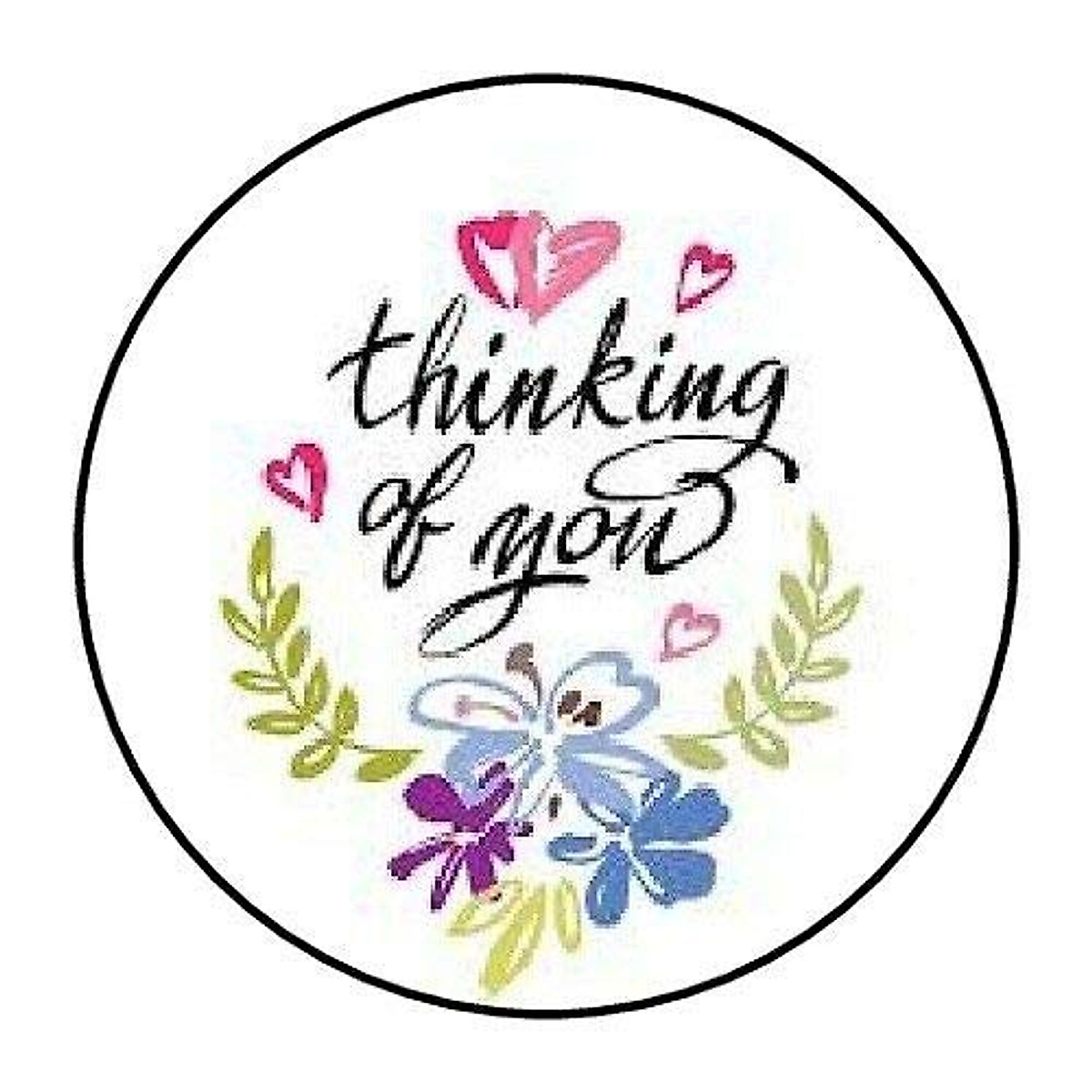 without brand Set of 48 Envelope Seals Labels Thinking of You Flowers 1.2" Round