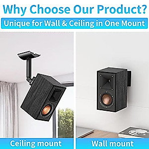 Chunxiao Speaker Mount for Klipsch R-40M, HDT-600 Speaker Wall Mount, Swivel and Tilt Adjustable Bookshelf Speaker Mount Brackets for Klipsch Speaker Wall Mount with Hardware Kit