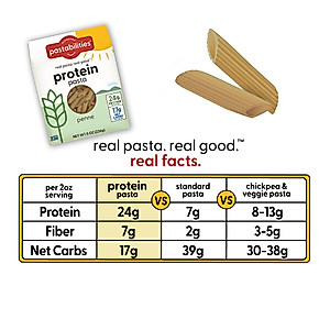 Pastabilities, Protein Pasta (24g), Penne Pasta (8 Ounce, Pack of 2) Low Carb and High Protein, Delicious Plant Based Pasta, Keto Friendly Pasta, Vegan, Low Carb
