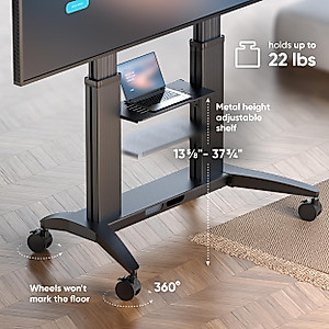 ONKRON Mobile TV Stand on Wheels for 70-110 Inch TV up to 320 lbs, Heavy Duty TV Stand Height Adjustable with Shelf & Aluminum Columns, max VESA 1000x600 Wide TV Cart Rolling TV Stand Portable Black