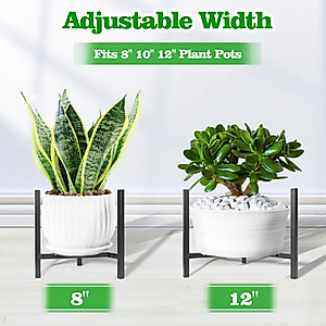 Airpark Plant Stand Indoor Adjustable, Metal Modern Plant Stand, Heavy Duty Stable Plant Pot Flower Holder Indoor Outdoor Corner, Fit 8 9 10 11 12 inch Pots, Black (Pot & Plant Not Included)