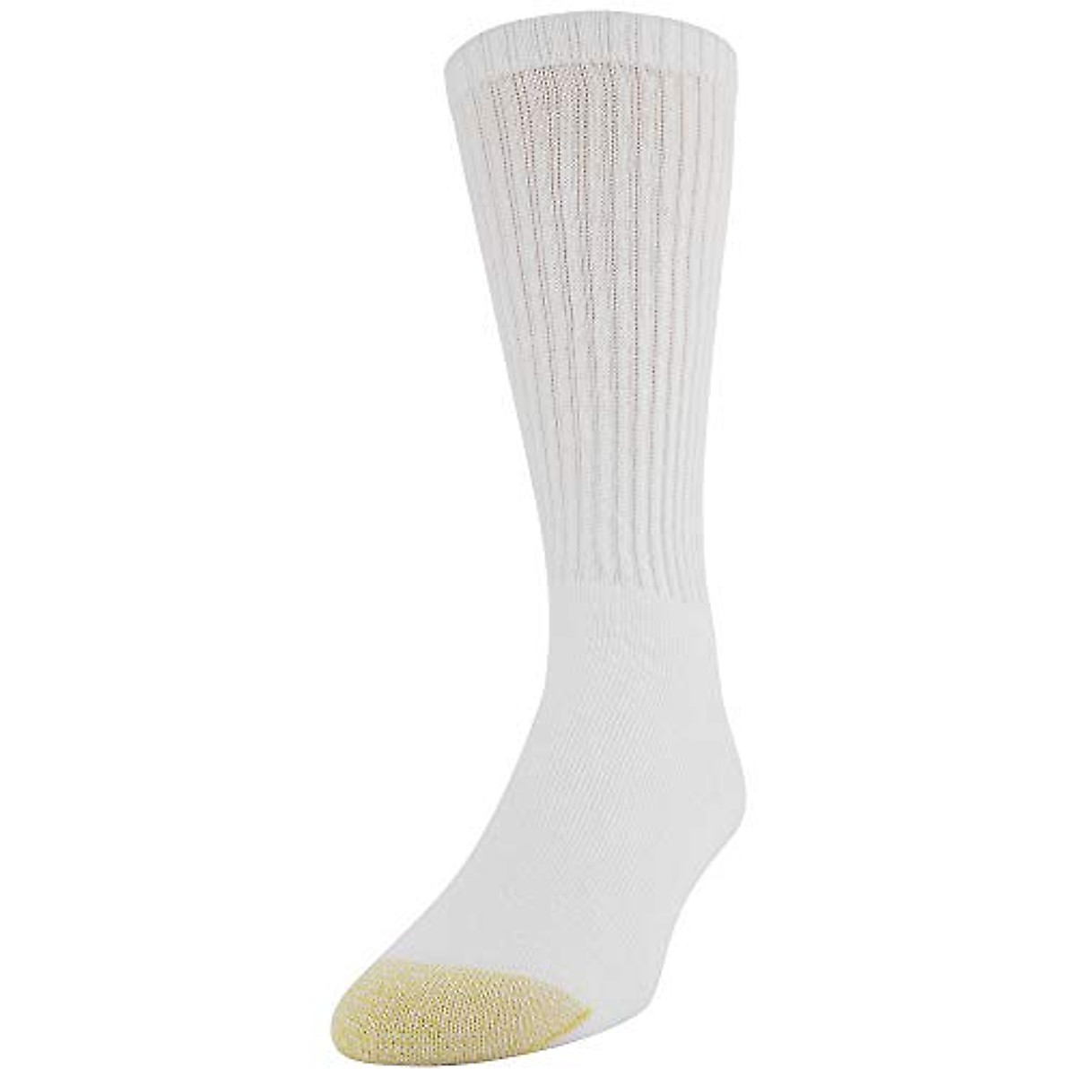 GOLDTOE Men's 656s Cotton Crew Athletic Socks, Multipairs, White (6-Pairs), Large
