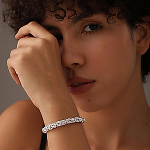 LeCalla 925 Sterling Silver Byzantine Bracelet Jewelry | Italian Sliding Bolo Chain Bracelet for Women