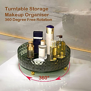 Non Skid Lazy Susan Turntable, 1 Tier Non Skid Spice Rack Turntable, 9 Inch Spinning Organizer, 360 Degree Rotating Seasoning Organizer for Kitchen, Pantry Cabinet, Refrigerator, Dark Green