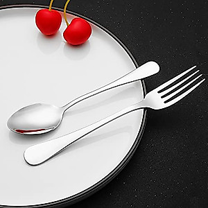 Set of 12, Stainless Steel Dinner Forks and Spoons Silverware Set, Heavy-Duty Dinner Forks (8 Inch) and Spoons(7 Inch) Cutlery Set, Dishwasher Safe (Silver)