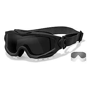 Wiley X Spear Goggle Sunglasses, ANSI Z87 Safety Ballistic Rated Goggles for Men and Women, UV Eye Protection for Shooting and Tactical, Matte Black Frame, Smoke Grey and Clear Changeable Lenses