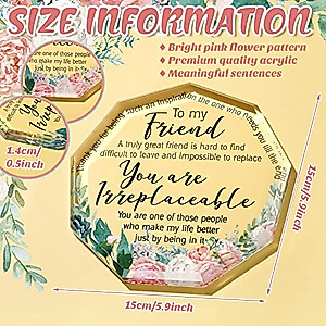 Friends Gifts for Women Friendship Bestie Gifts for Female Best Sunflower Flower Gift Sister Gift Birthday Thank You Gift for Women Acrylic Friendship (Simple Nonagon Style)