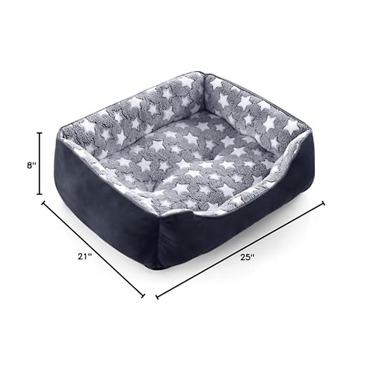GASUR Rectangle Dog Bed for Large Dogs, Cozy Washable Bed Orthopedic Dog Sofa Bed, Pet Cuddler Anti-Slip Bottom, Soft Calming Sleeping Puppy Warming Puppy Bed (S Plus (25"x 21"x 8"), Black)