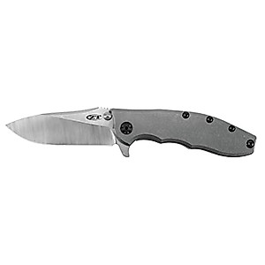 Zero Tolerance Hinderer Pocketknife; 3.5-Inch CPM 20CV Steel Blade, KVT Ball-Bearing Opening System, Flipper, Reversible Deep Carry Clip, Titanium Handle, Made in USA (0562TI), Grey
