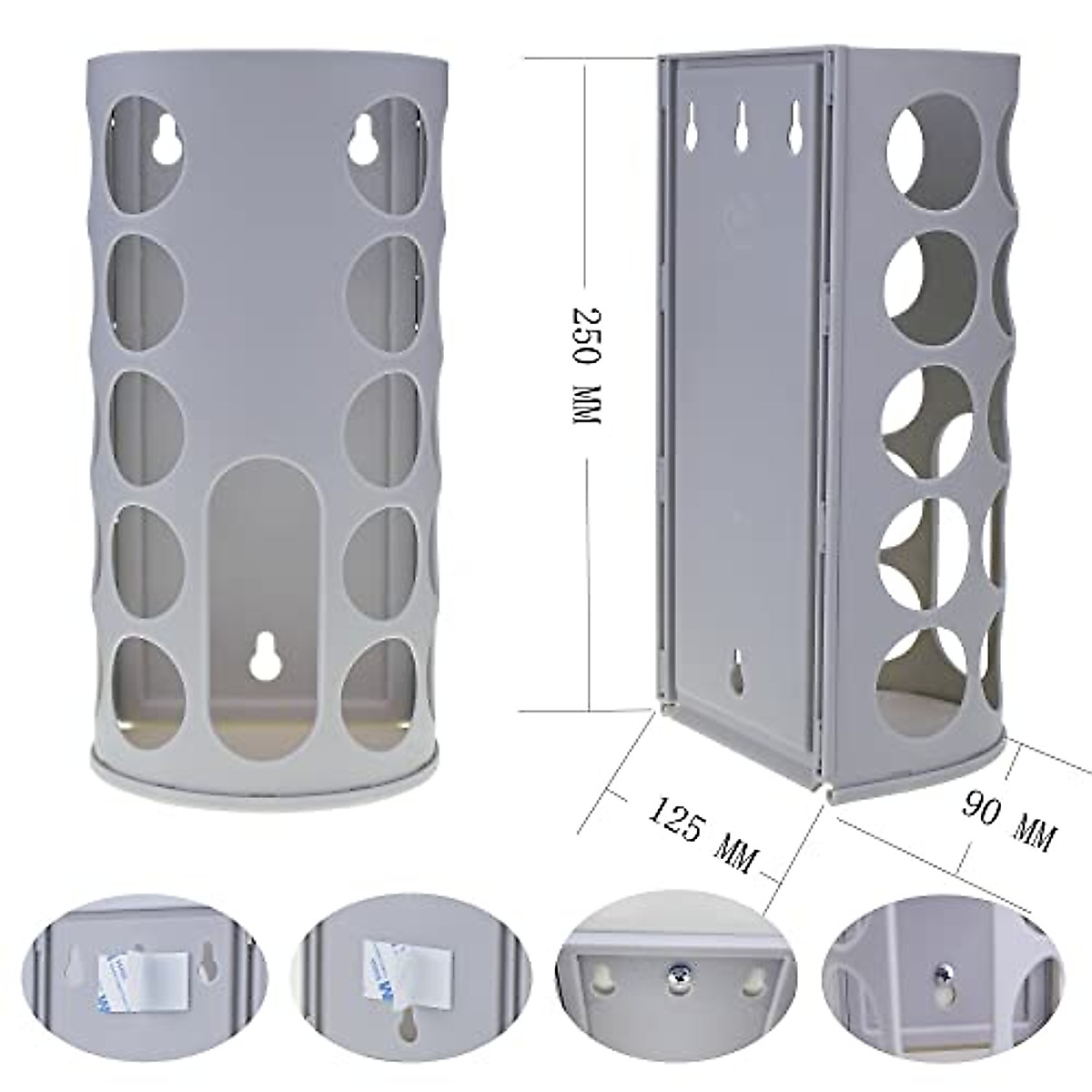 Howley Home Plastic Bag Holder (2 sets of grey and 2 sets of whit) Grocery Bag Holder Good for storing plastic bags under the sink,Wall-mounted space-saving sock and panty organizer in the cloakroom