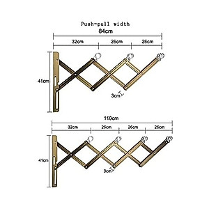 XMCX Airer Laundry Drying Rack Wall Mounted Folding Adjustable Collapsible Space Saver Dryer Bathroom Towel Rail Bar with Windproof Hook Easy Storage (Color : Gold)