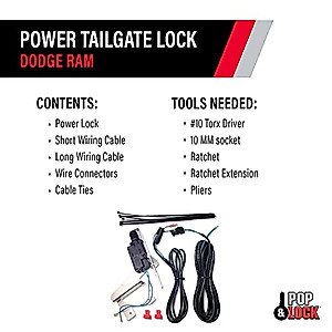 Pop & Lock – Power Tailgate Lock for Dodge Ram 1500 Fits Models 2010 to 2015, Dodge Ram2500 & Dodge Ram 3500 Fits Models 2010 to 2015 (PL8350)
