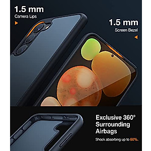 TORRAS Shockproof for Samsung Galaxy S23 Case, [Military Grade Drop Tested] Translucent Matte Hard Back & Soft Edge Slim Protective Compatible for Samsung S23 Case 5G Guardian Series, Black