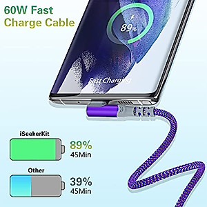 【5-Pack】 USB C Cable,10FT 3.1A Type C Charger Fast Charging Cable Durable Nylon Braided Right Angle USB C Charging Cable Compatible with Samsung S22,iPad Pro 12.9 Air Mini MacBook Air,Pixel 7