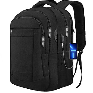 ANTERK Travel Backpack, Extra Large Laptop Backpack, TSA Business Backpack Durable 17.3 Inch School Backbag with USB Port, Anti Theft Computer Backpack Christmas Gifts for Men Women, Black
