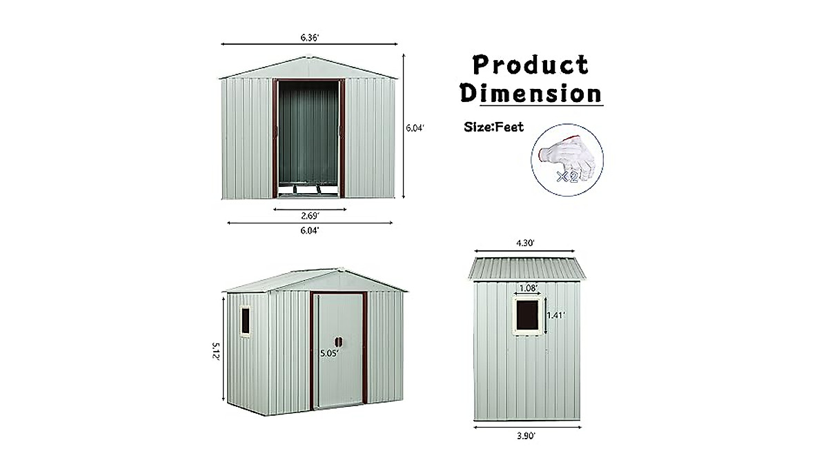 SUNDALY 6x5 FT Metal Outdoor Storage Shed - Durable & Waterproof