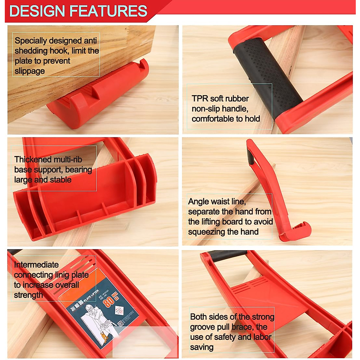 LABOFiC Drywall Carrier Handle 2 Pack, ABS Plastic Plywood Carrier Tool, Plywood Lifting Tool, Drywall Carrying Tool, Lift and Carry Panel Mover, Great for Plywood, Glass Board, Plasterboard