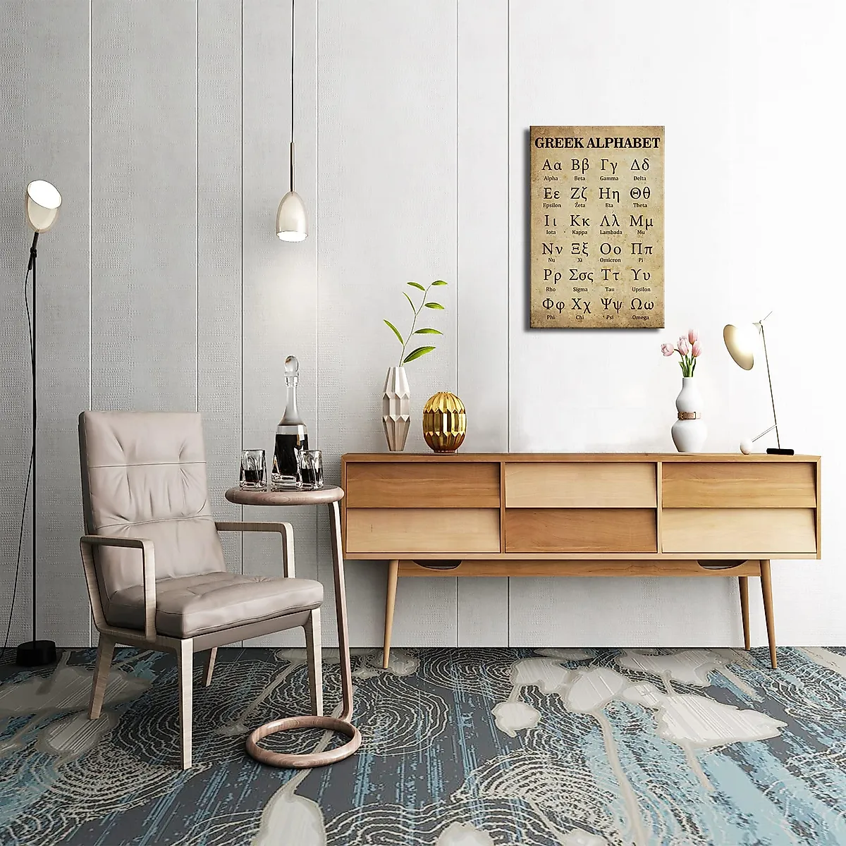 Greek Alphabet Wall Art Canvas Prints Retro Posters for Classroom Learning Painting Modern Ancient Letters Decor for Bedroom Unframed Size 12x18inch(30x45cm)