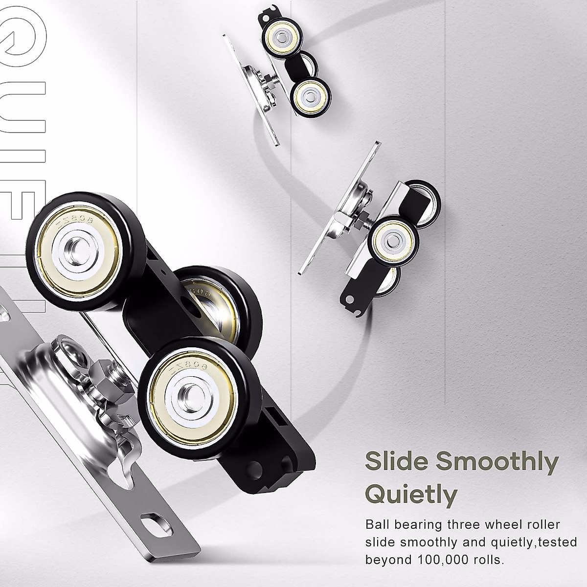 EaseLife 5FT/60in Bypass Double Sliding Pocket Door Hardware Kit,Commercial Grade,Aluminum,Bypassing Wardrobe Closet Door Track for 2 Door System,Slide Smoothly Quietly,Easy Install,No Doors