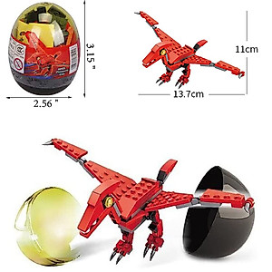 6pcs Easter Eggs Filled with Toys Dinosaur Building Blocks, Easter Basket Stuffers for Boys, Prefilled Plastic Easter Eggs for Easter Eggs Hunt, Easter Egg Fillers