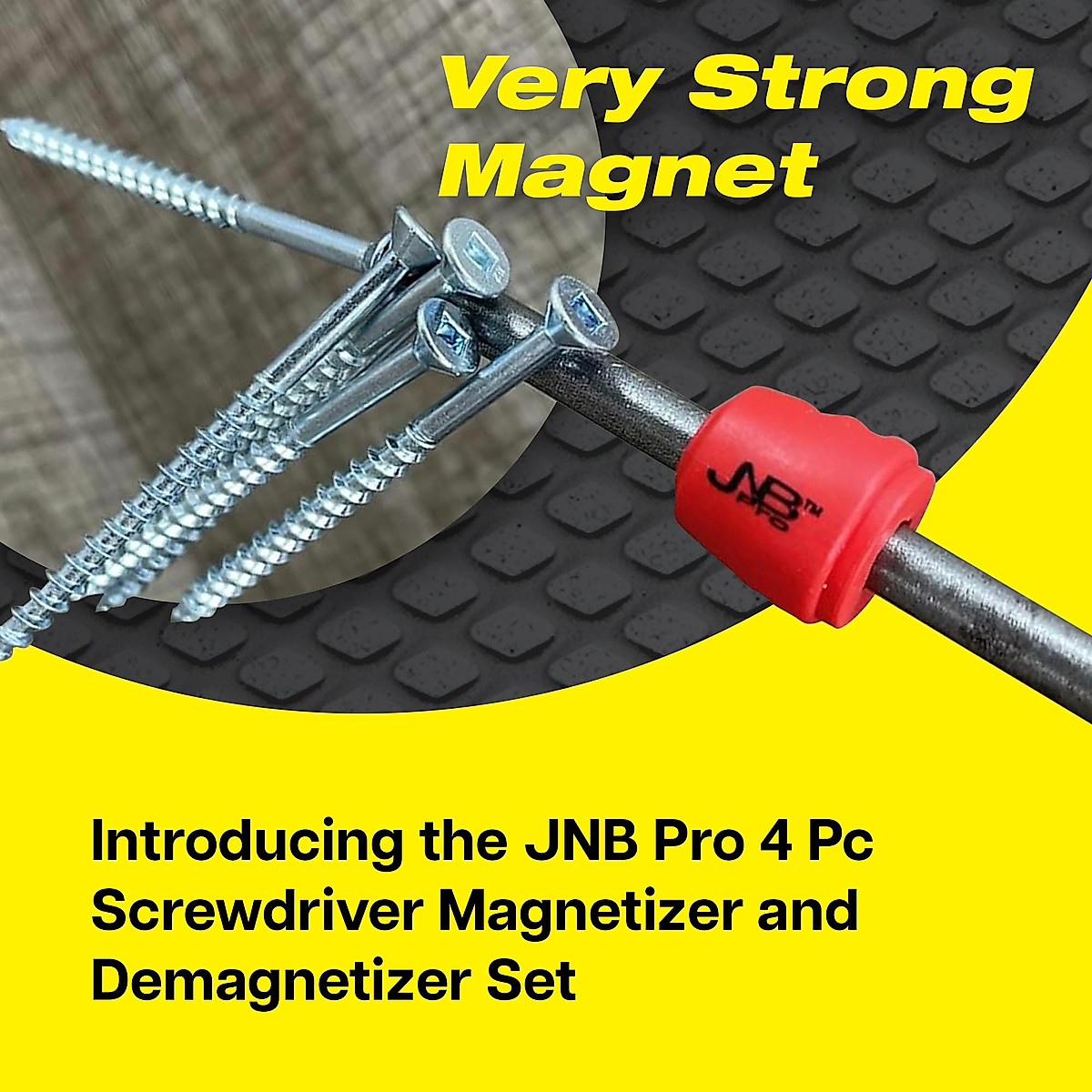 JNB Pro 4 Pcs Magnetic Screw Ring Magnetizer for Screwdriver Bits, Removable 1/4 Inch 6.35 mm Hex Universal Sleeve Bit Magnet Holder - Magnets for Screw Drivers, Power Bit Tools