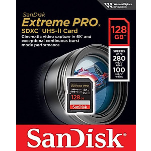 SanDisk 128GB Extreme Pro SD UHS-II Memory Card Works with Canon EOS R3 and EOS R10 Mirrorless Camera (SDSDXEP-128G-GN4IN) Bundle with (1) Everything But Stromboli 3.0 Micro & SDXC Card Reader