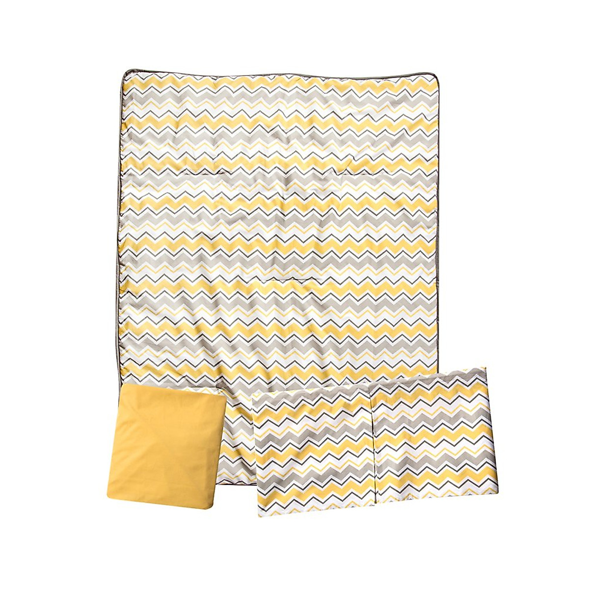 Trend Lab Buttercup Zigzag 3 Piece Crib Bedding Set, Can Be Used As A Blanket Or A Playmat for Tummy Time, Includes Quilt, Fitted Crib Sheet and Skirt