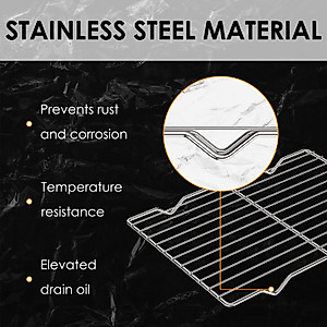Adorila 2 Pack Cooling Rack for Baking, 8.7" x 6.3" Stainless Steel Grill Rack, Baking Rack for Baking Cooking Roasting Oven Use