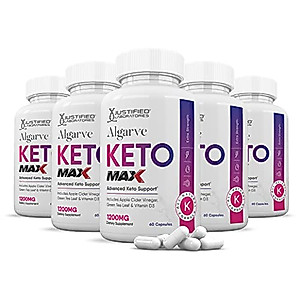 Justified Laboratories (5 Pack) Algarve Keto ACV Max Pills 1675 MG Formulated with Apple Cider Vinegar Keto Support Blend 300 Capsules