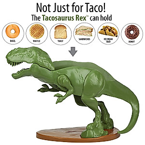 Dinosaur Taco Holders - T-Rex Premium Novelty Taco Stand and Set of 4 Dino Flat Fold Stands