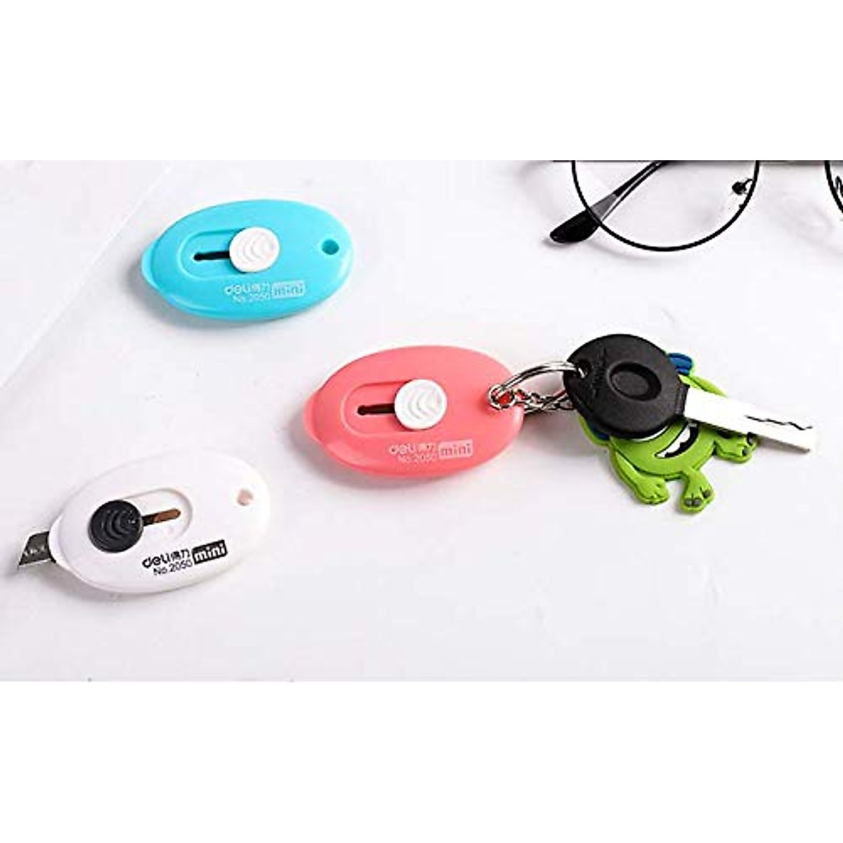 TEKEFT Pack of 8 Mini Retractable Utility Knife Box Cutter Letter Opener, Random Color