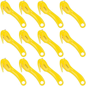 12 Count Film Cutter Tool Knives, Wrap Opener, Tape Splitter, Disposable, Yellow (2 x 5.9 in)