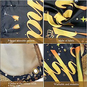 Happy 50th Birthday Banner,Birthday Party Sign Backdrop Banner For Men Women Cheer to 50 Years,Durable Black&Gold Glitter Birthday Sign Yard Sign For 50th Birthday Party Decoration Supplies(50 Black)