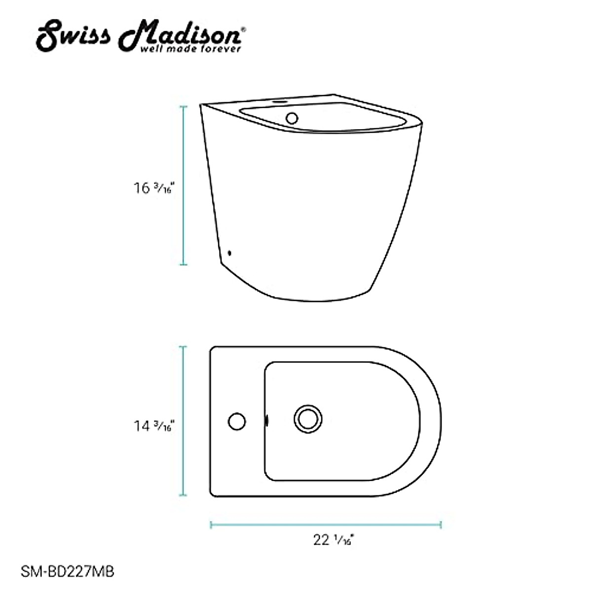 Swiss Madison Well Made Forever SM-BD227MB, St. Tropez Bidet in Matte Black