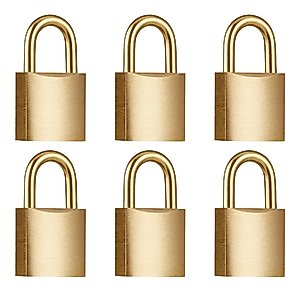 Luggage Lock,WULALACK Small Brass Locks with Keys, 3/4-Inch Body Width Small Padlock, 6-Pack Mini Locks with Same Key